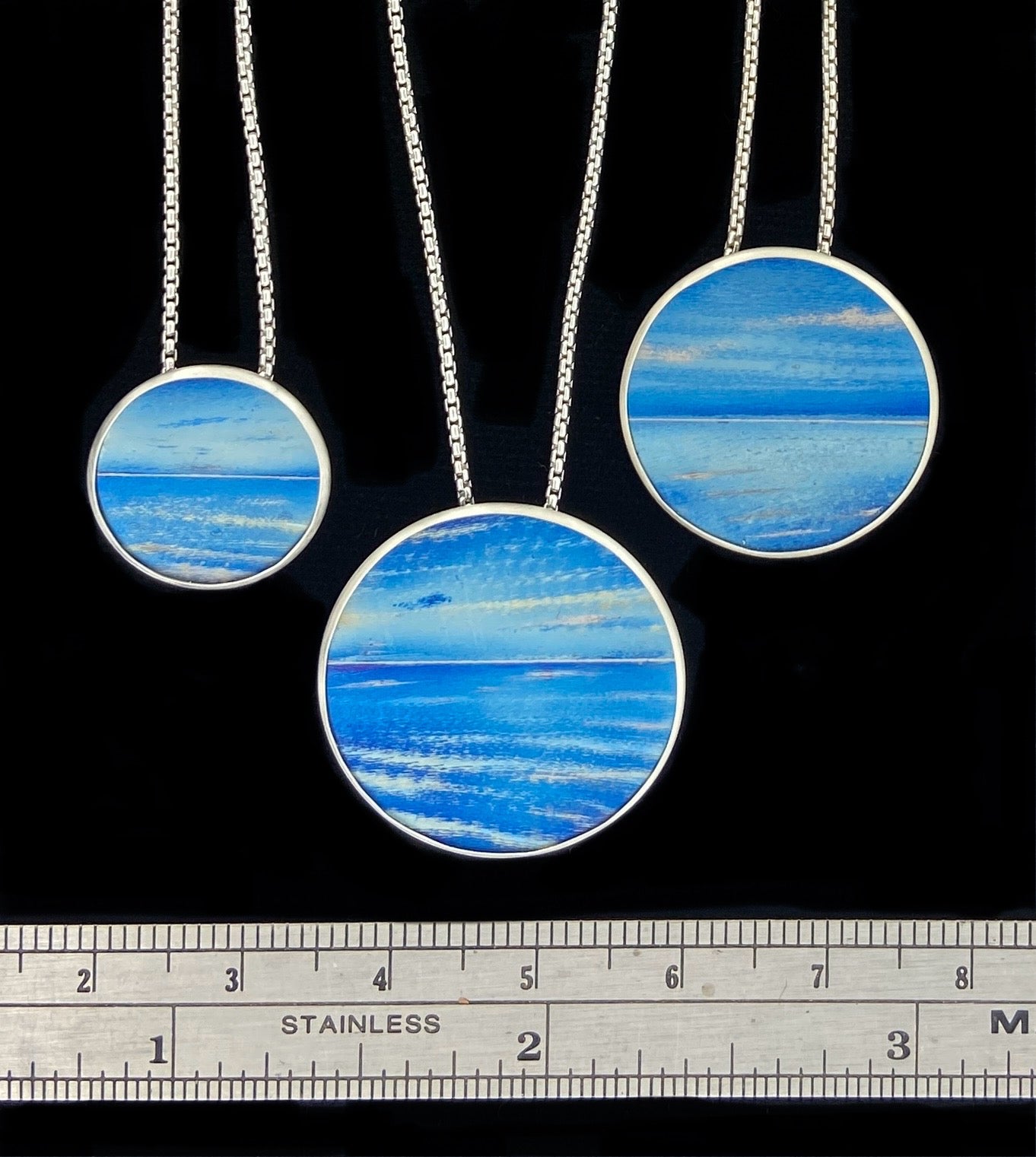 Round Titanium Flame Painted Necklace- Day scene | Kenneth Pillsworth ...